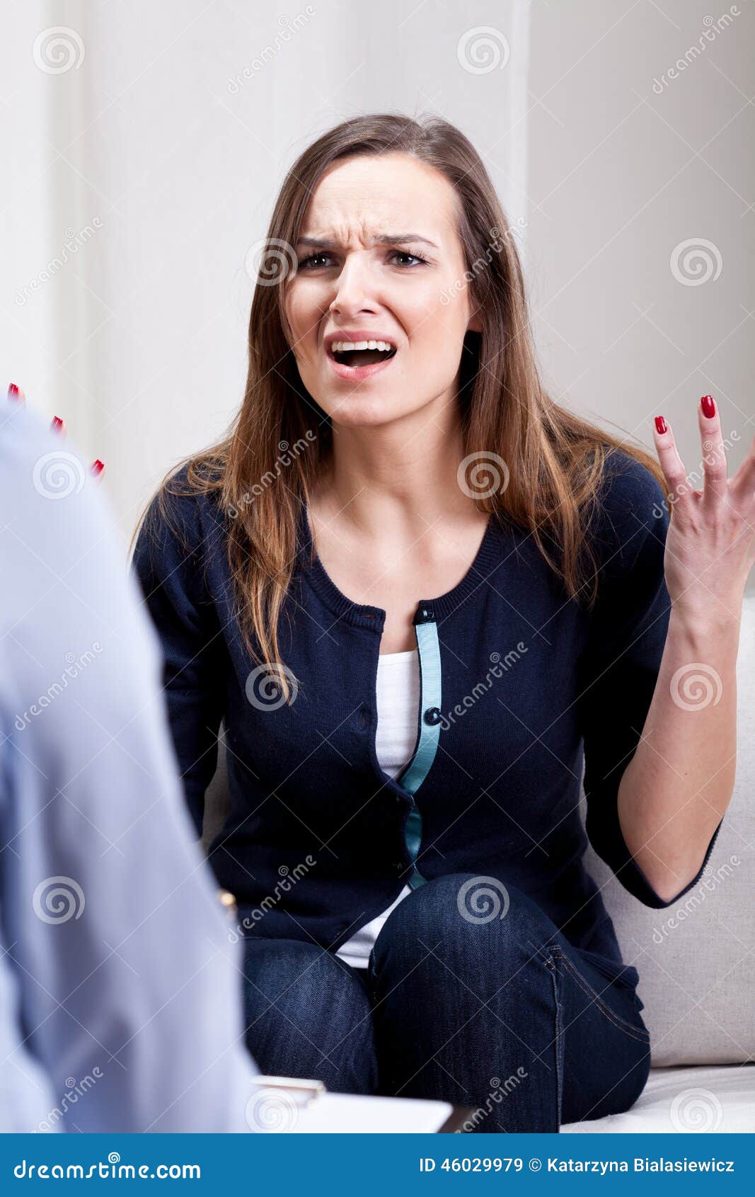 Angry Young Woman during Psychotherapy Stock Image - Image of ...