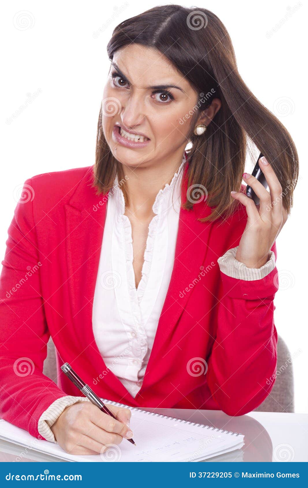 Angry young woman at work stock image. Image of casual - 37229205