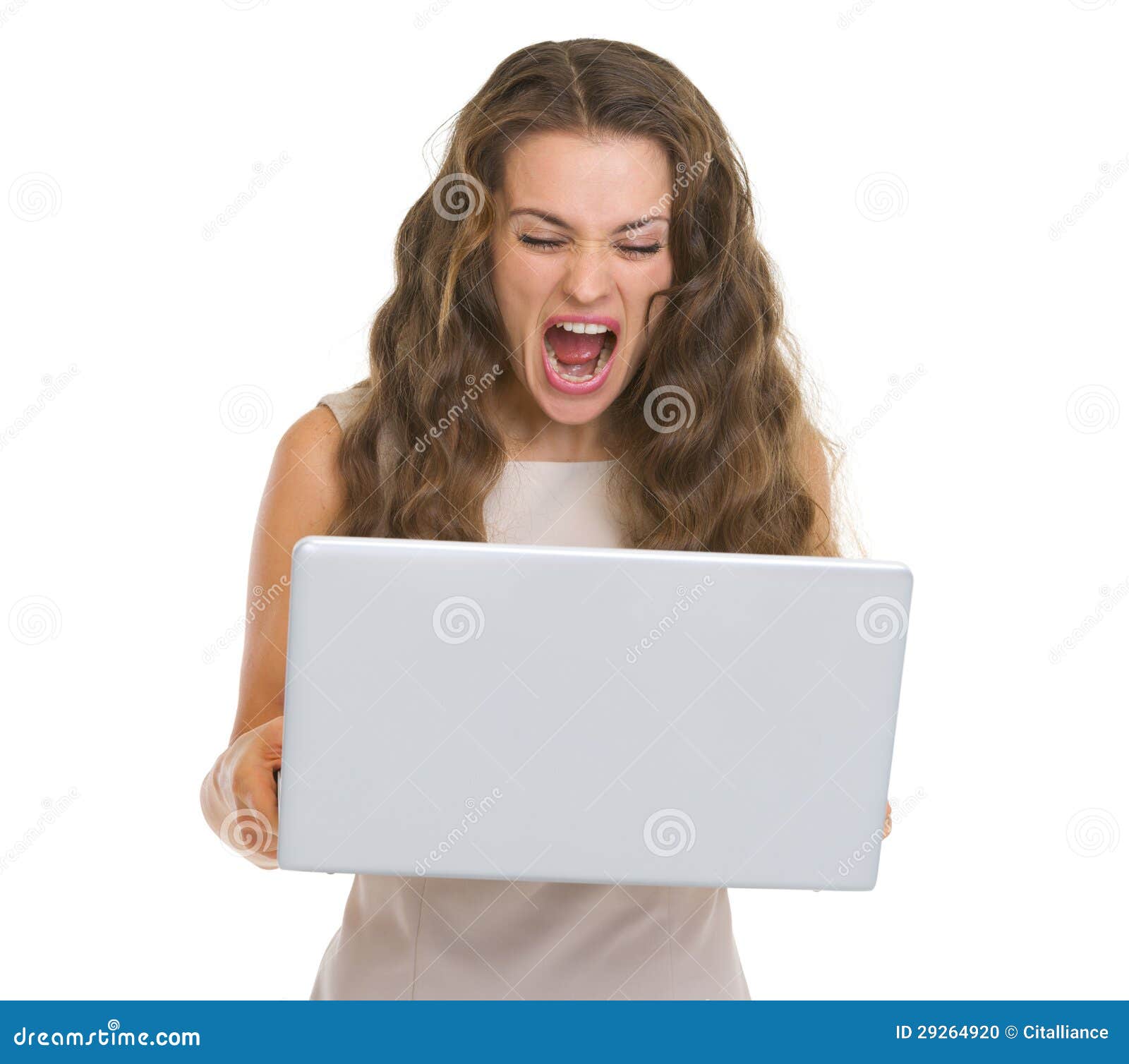 Angry Young Woman Yelling on Laptop Stock Photo - Image of rage, life ...