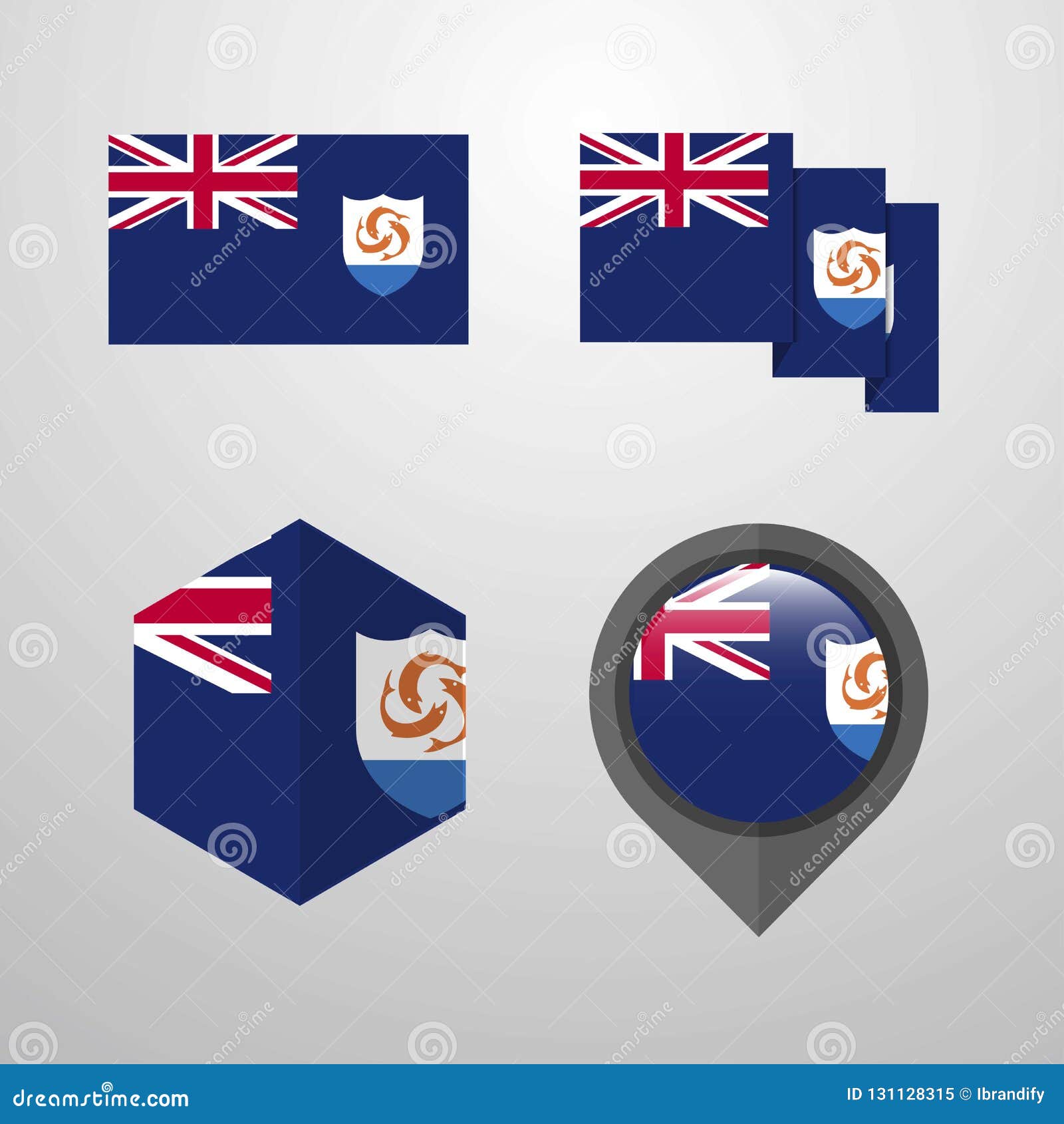 Anguilla Flag Design Set Vector Stock Vector - Illustration of design ...