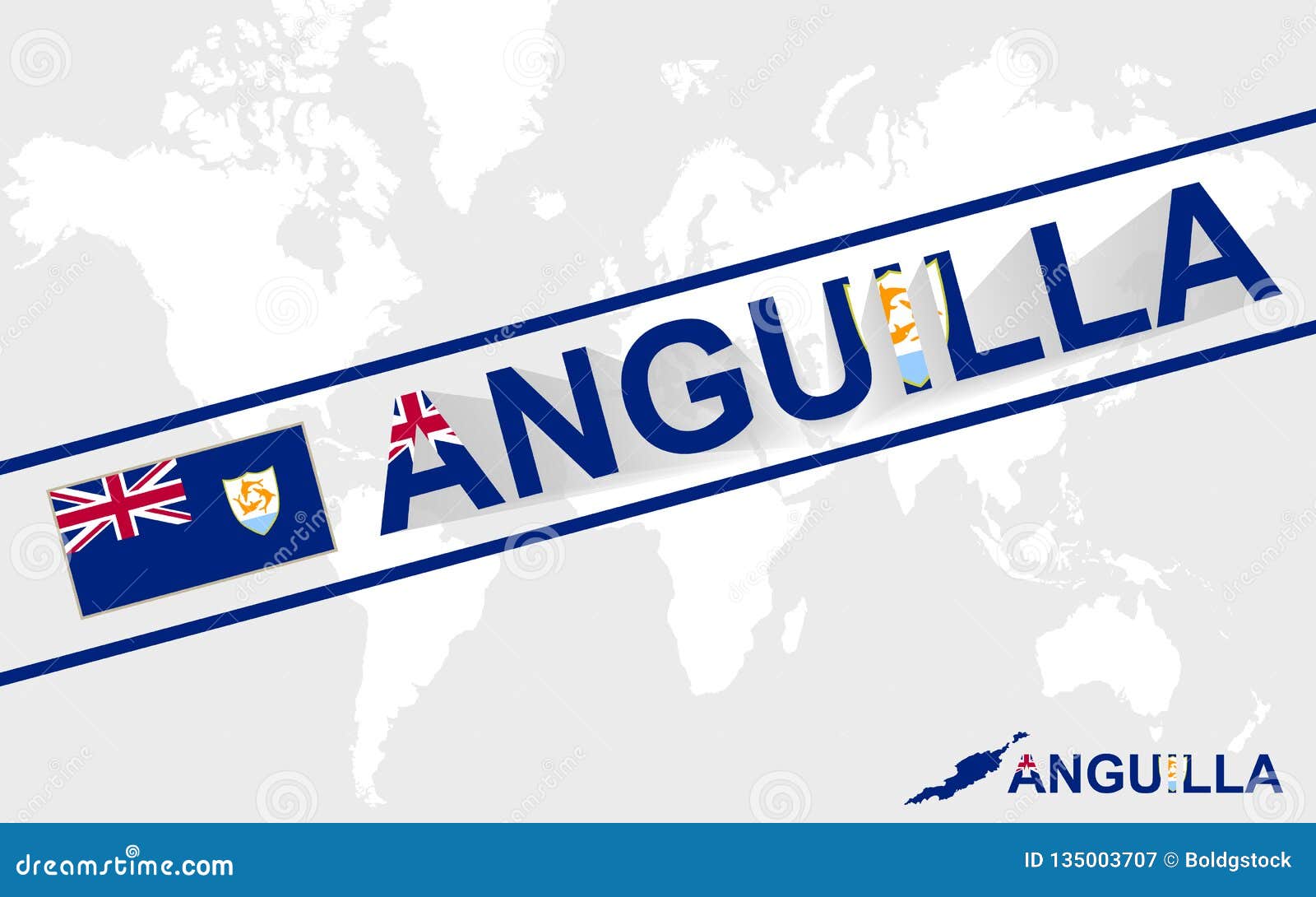 Anguilla Map Flag and Text Illustration Stock Vector - Illustration of ...
