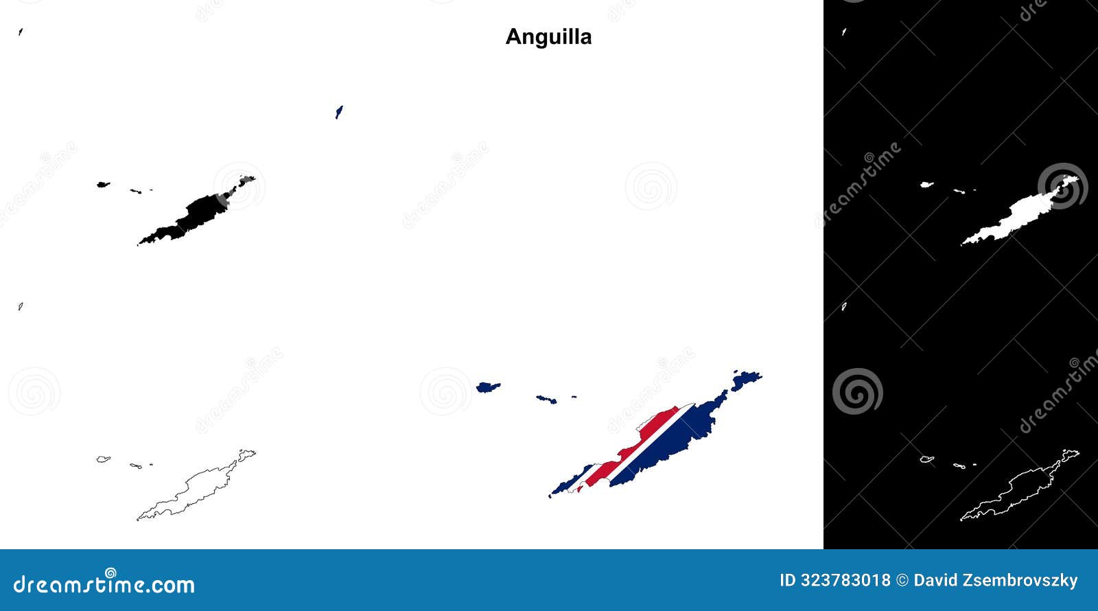Anguilla outline map stock vector. Illustration of outline - 323783018