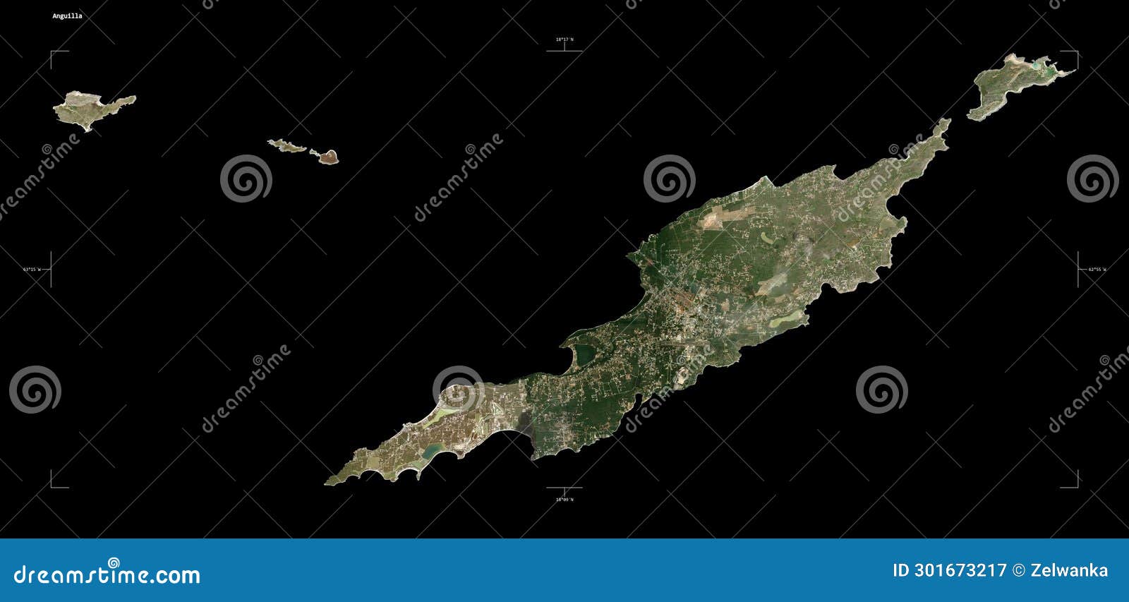 Anguilla Shape on Black. Low-res Satellite Stock Illustration ...