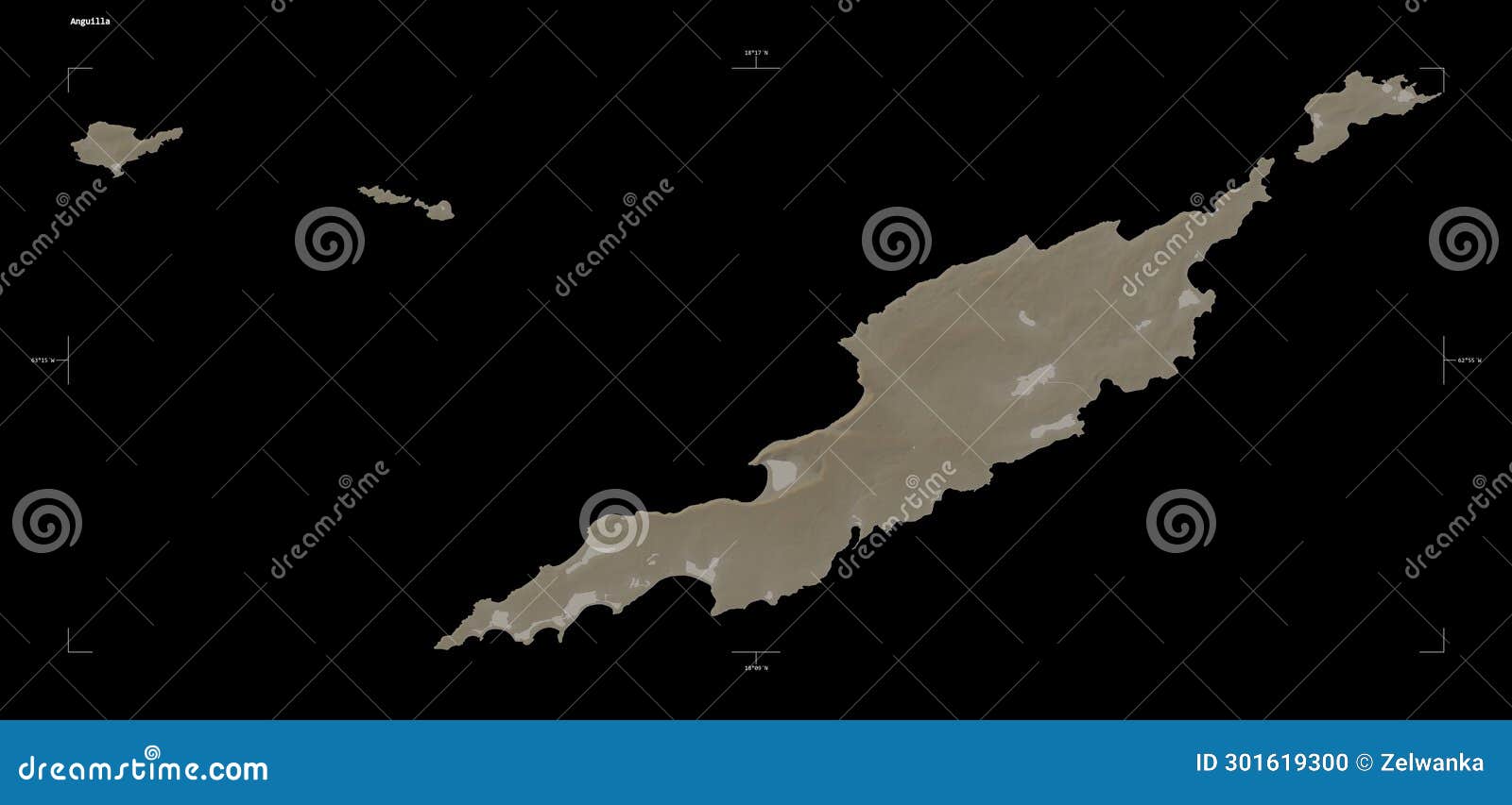 Anguilla Shape on Black. Sepia Stock Illustration - Illustration of ...