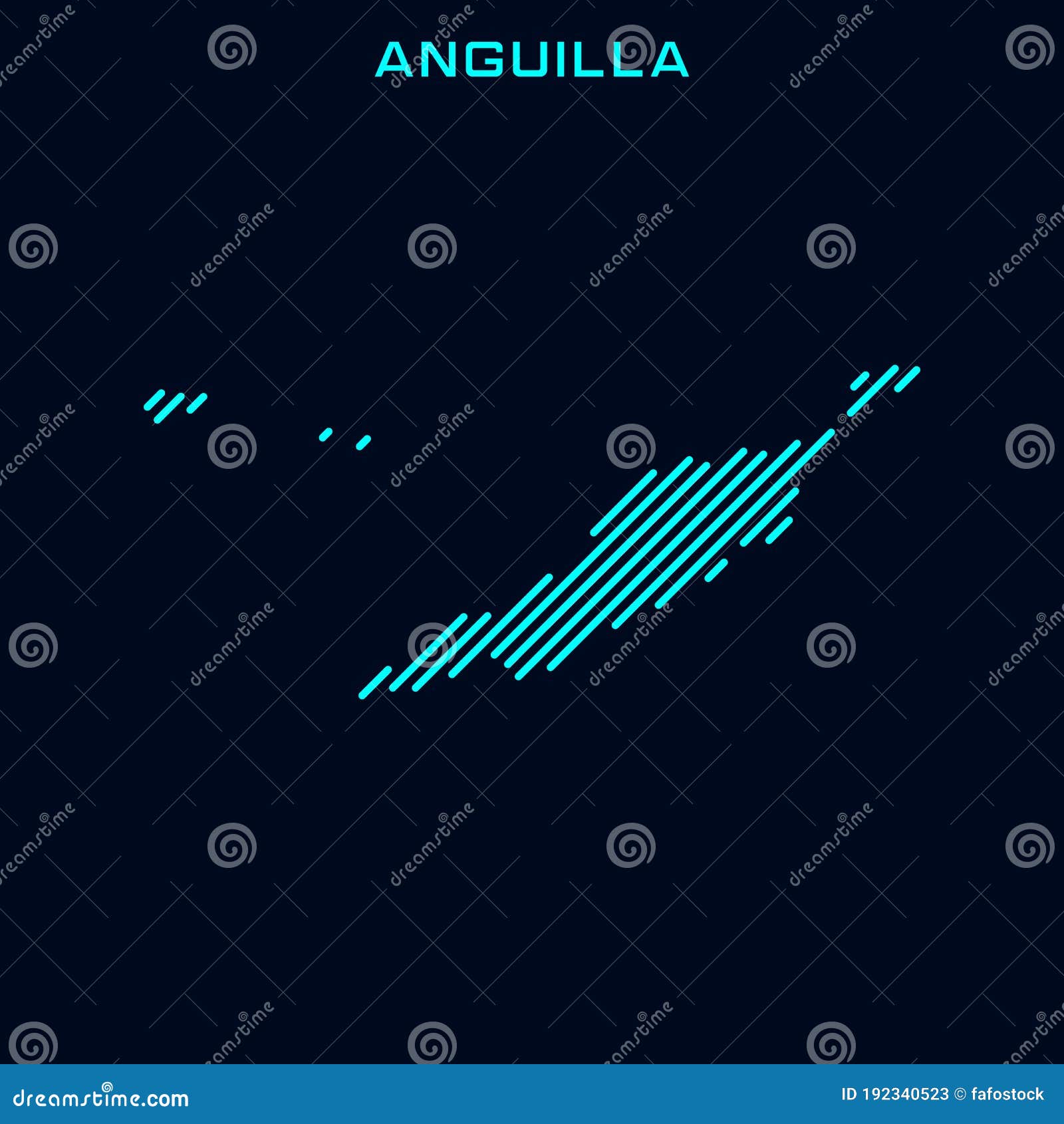 Anguilla Striped Map Vector Design Template with Blue Background. Stock ...