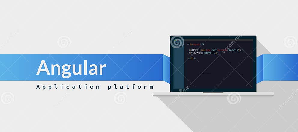 Angular Application Platform, Javascript Programming Language with Script Code on Laptop Screen ...