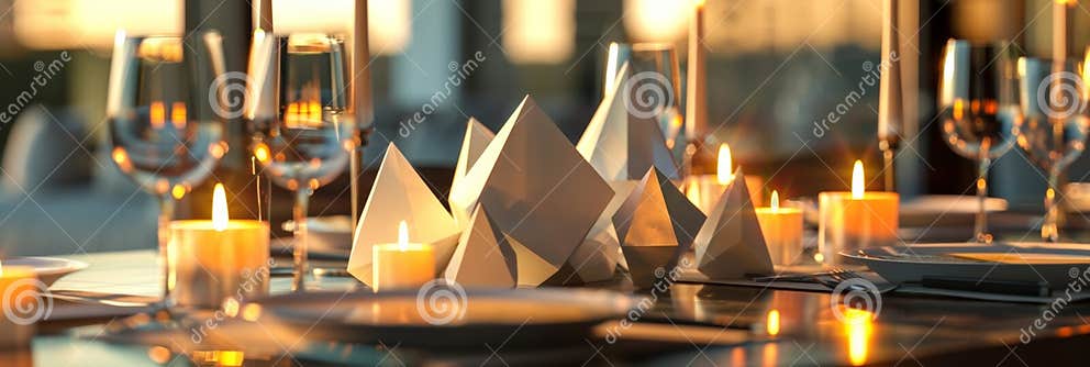 Angular Candles in a Mix of Geometric Shapes Creating an Abstract and ...