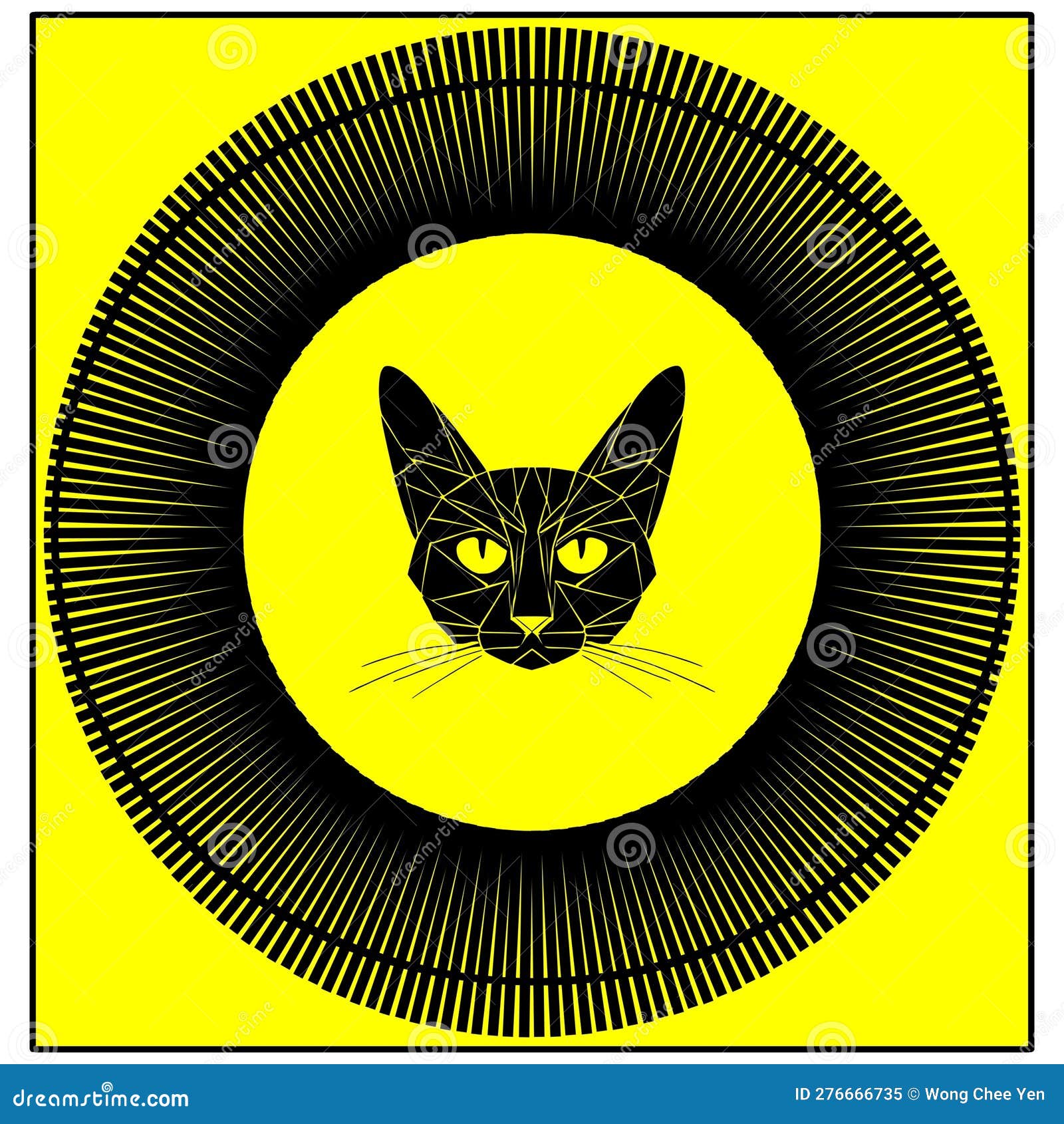 Angular Cat Circle Border Vector Graphics Stock Illustration ...