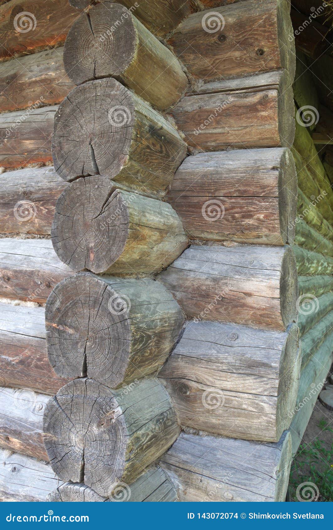 Angular Connection of a Log House from Large Round Logs Stock Photo ...