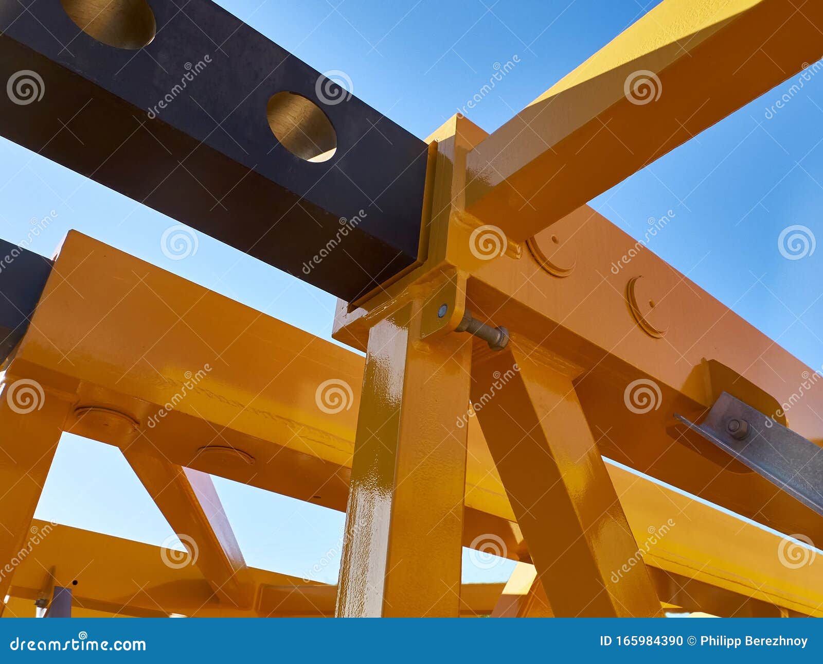 Angular Connection of Several Iron Beams. Tower Crane Parts Stock Photo ...