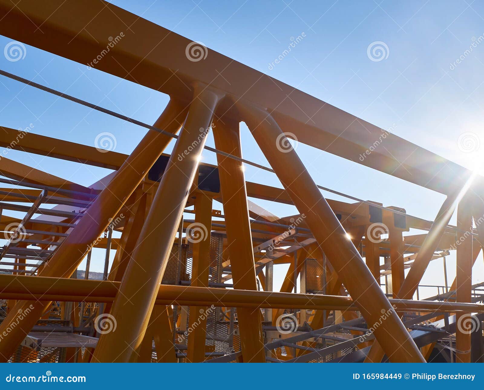 Angular Connection Of Several Iron Beams. Tower Crane Parts Stock Photo ...
