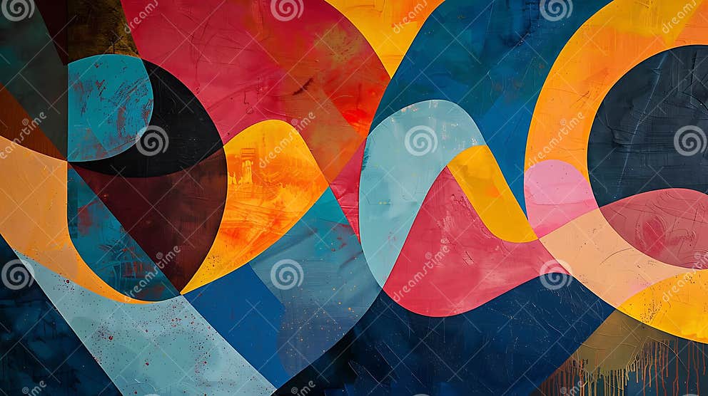 Angular and Curved Shapes Blending Together in a Vibrant, Modern ...