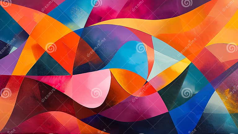 Angular and Curved Shapes Blending Together in a Vibrant, Modern ...