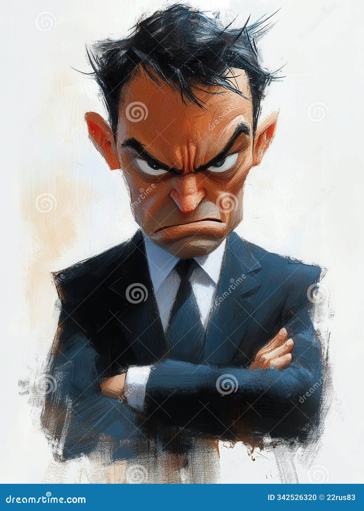 Angular-faced Man in Suit with Sharp Features, Oil Texture and Modern ...