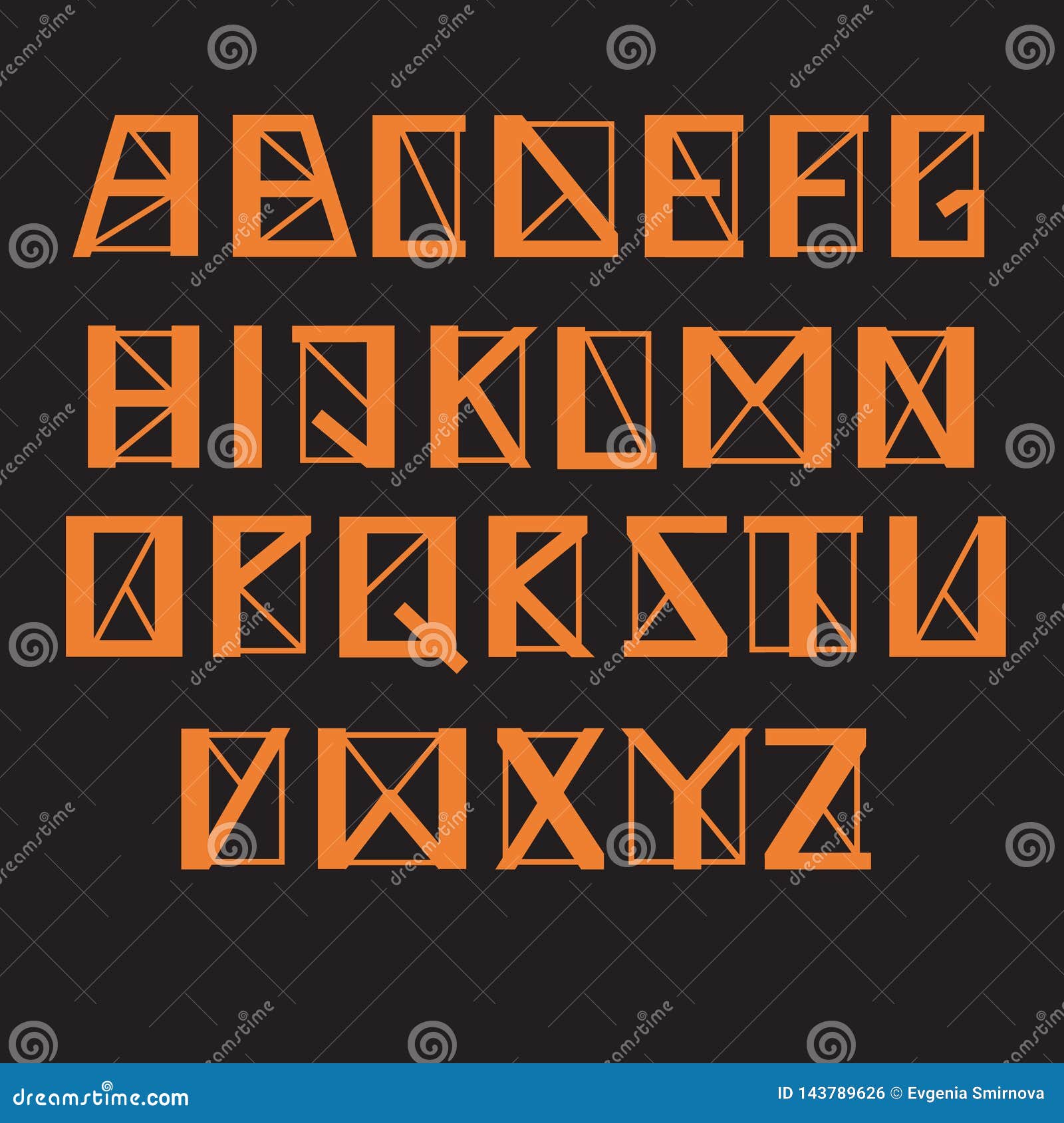 Angular Geometric Alphabet, Vector Set. Letters with Thick and Thin ... Angular Geometric Alphabet, Vector Set. Letters with Thick and Thin ...
