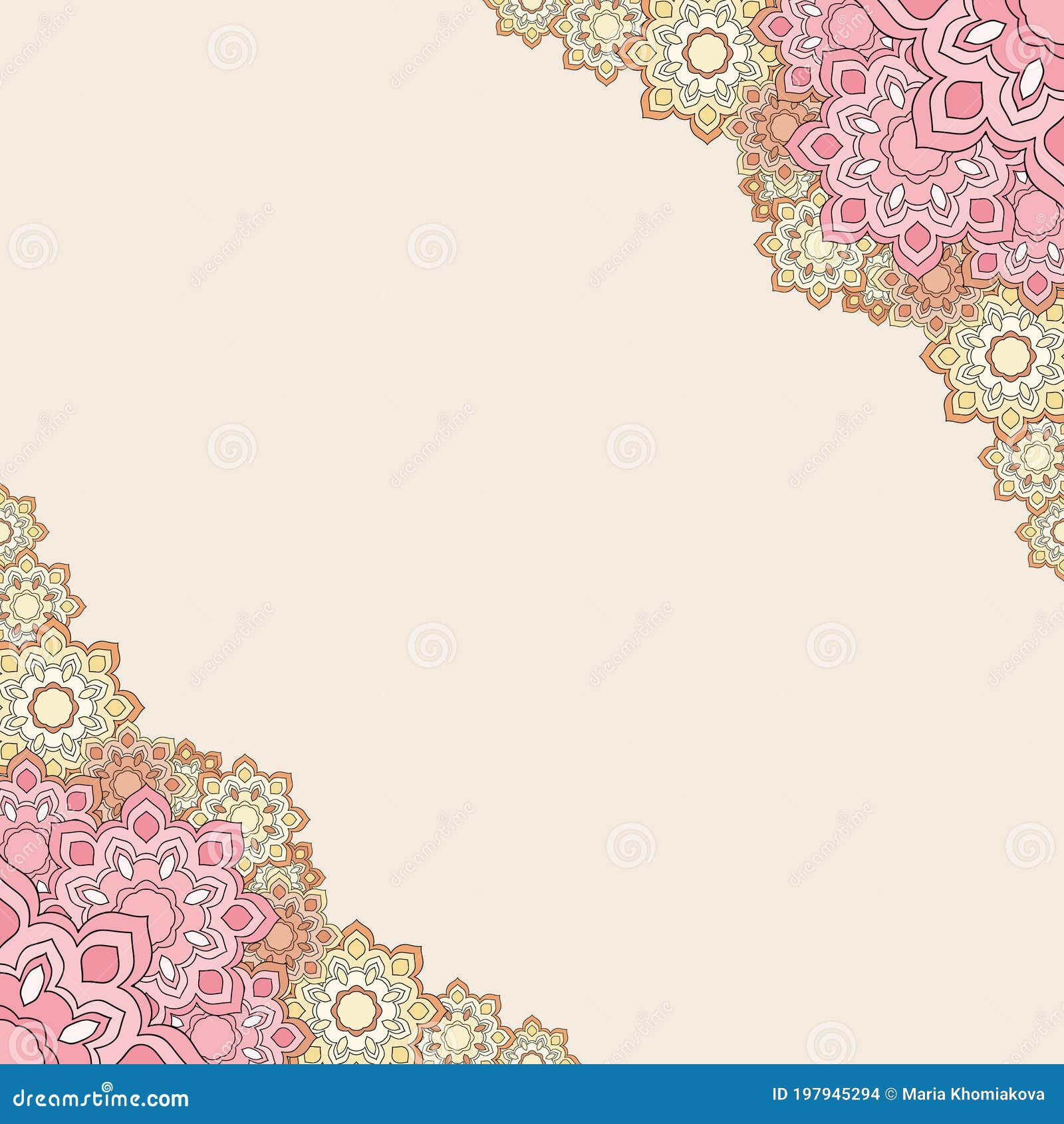 Angular Geometric Floral Frame Stock Illustration - Illustration of ...