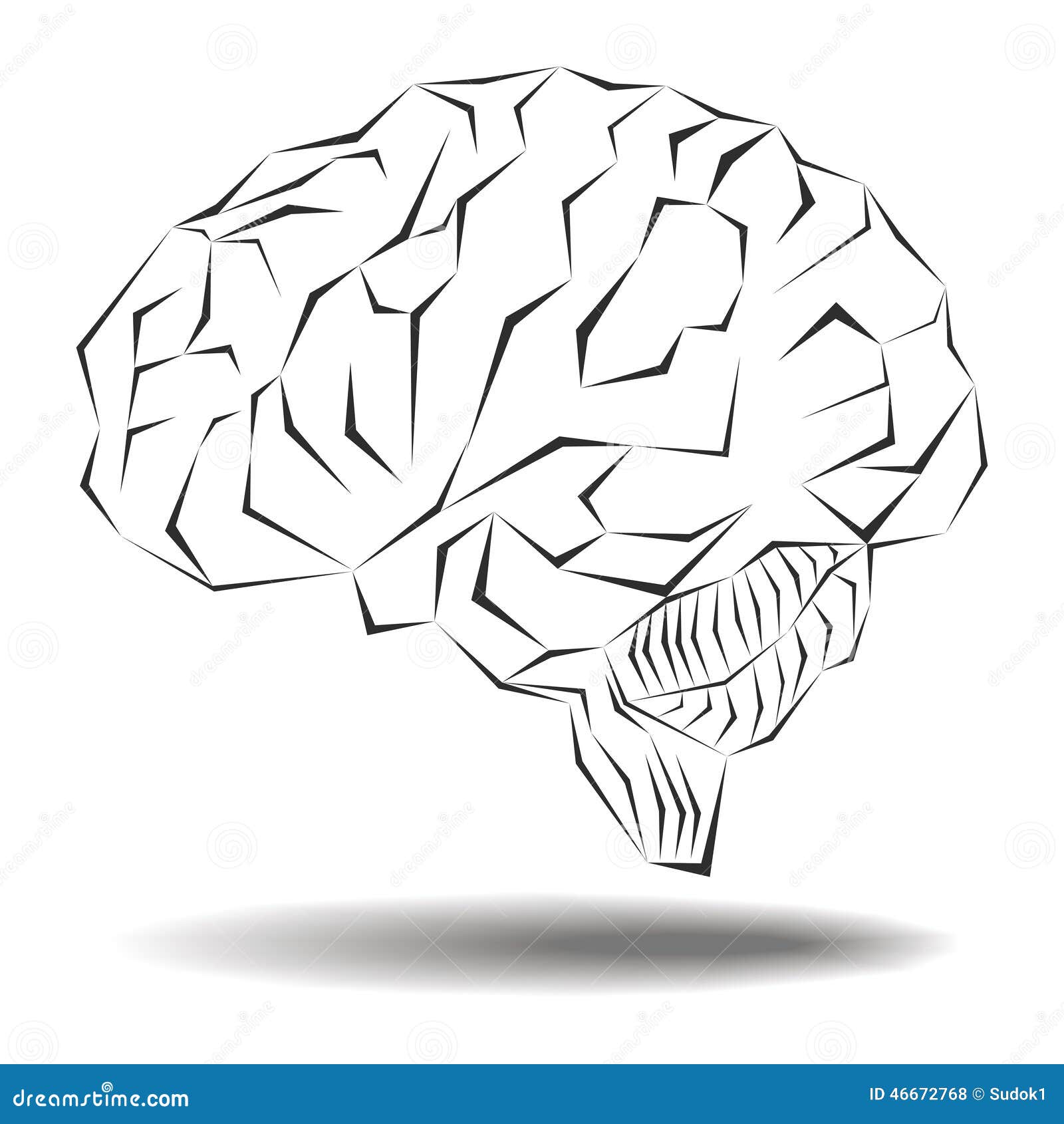 Angular Geometric Version of the Human Brain Stock Illustration ...