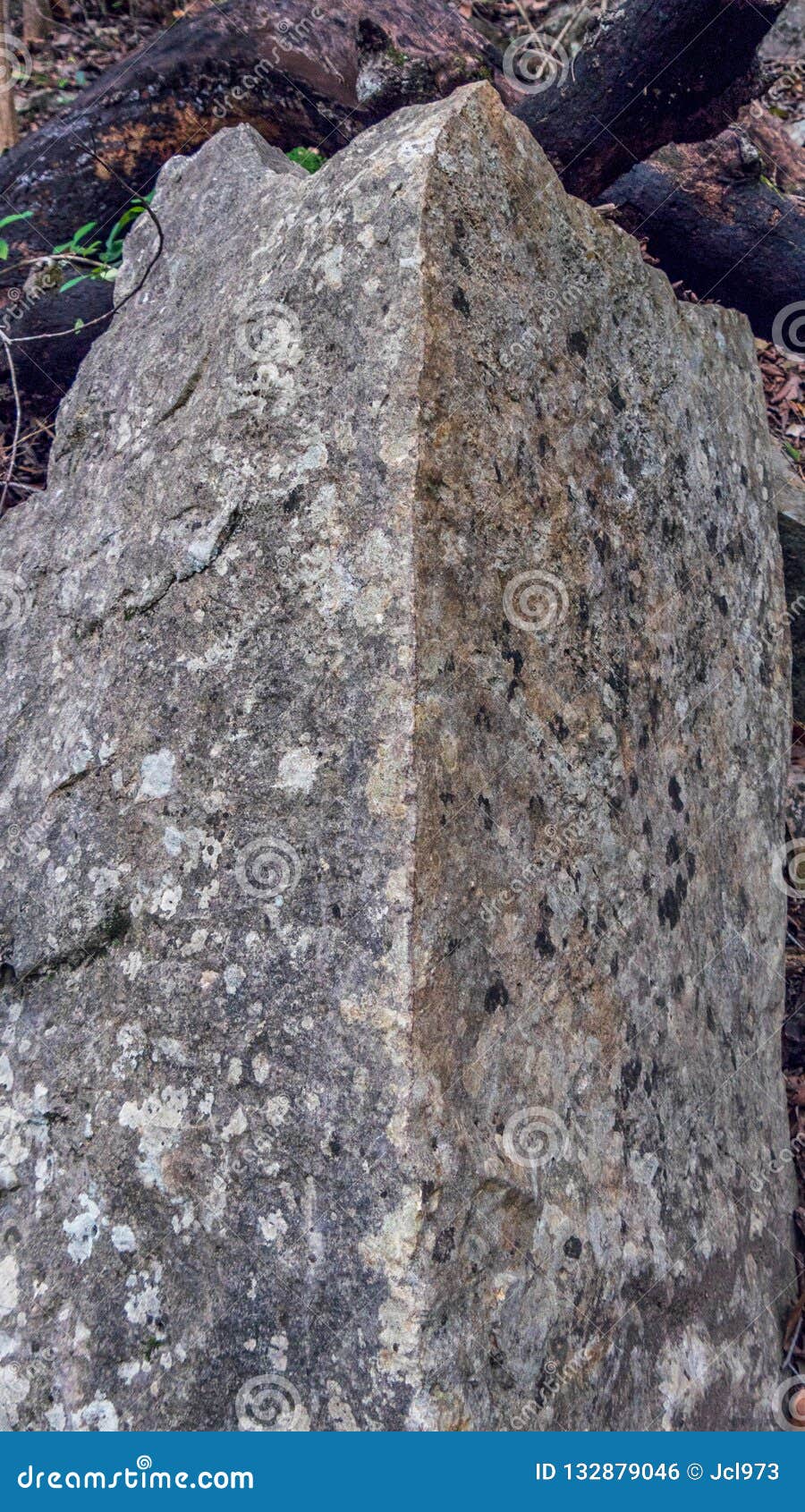 Angular Granite Rock Formation in Forest, Shown Head on To the Corner ...