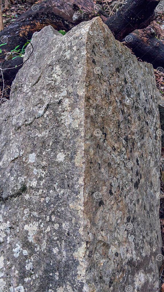 Angular Granite Rock Formation in Forest, Shown Head on To the Corner ...