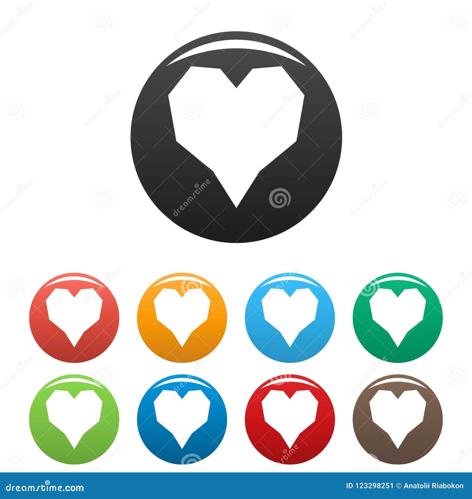 Angular Heart Icons Set Color Stock Illustration - Illustration of ...