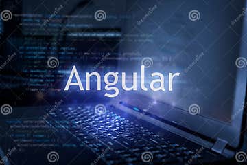 Angular Inscription Against Laptop and Code Background. Learning ...