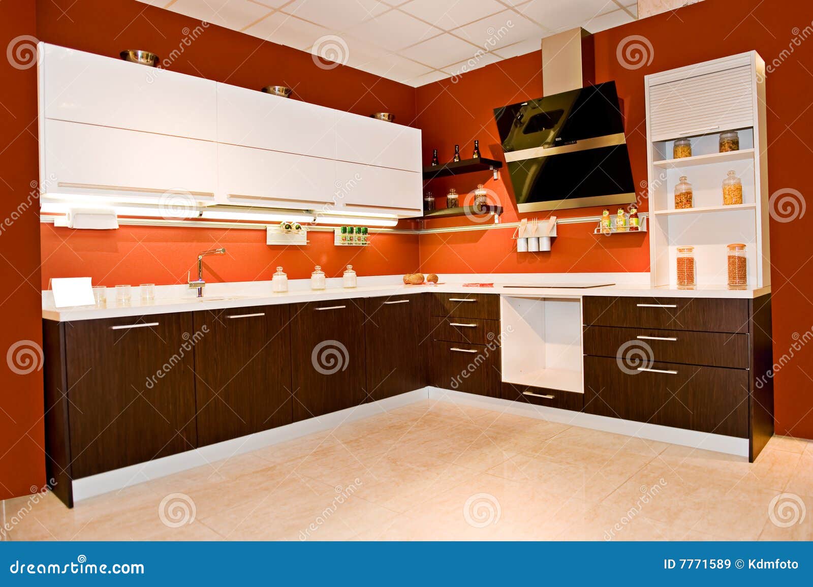 Angular modern kitchen stock image. Image of decor, dining - 7771589