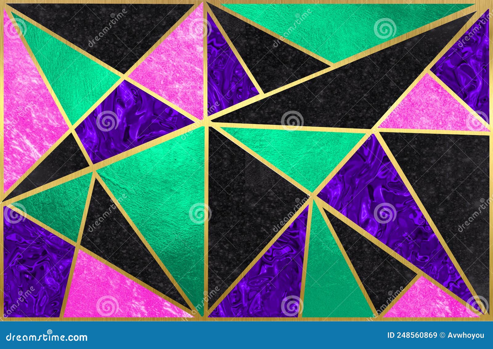 Bright Pastel Angular Tile Pattern with Gold Lining Stock Image - Image ...