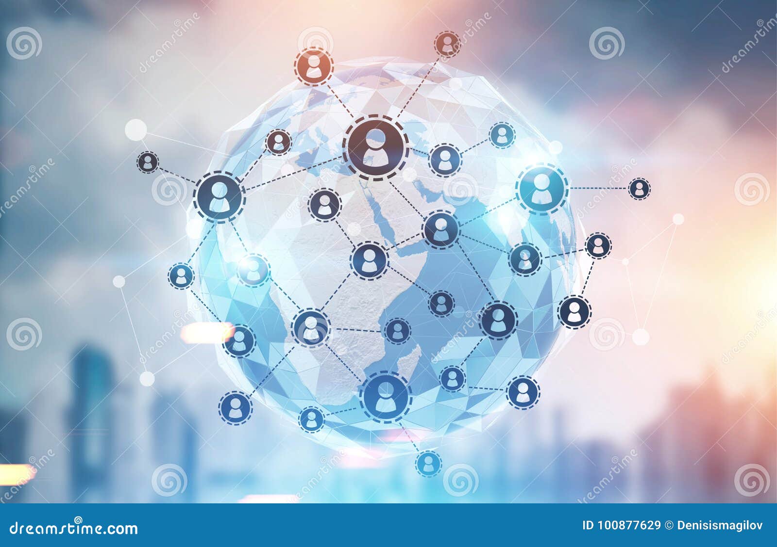 Planet, Network, Blurred City Stock Illustration - Illustration of ...