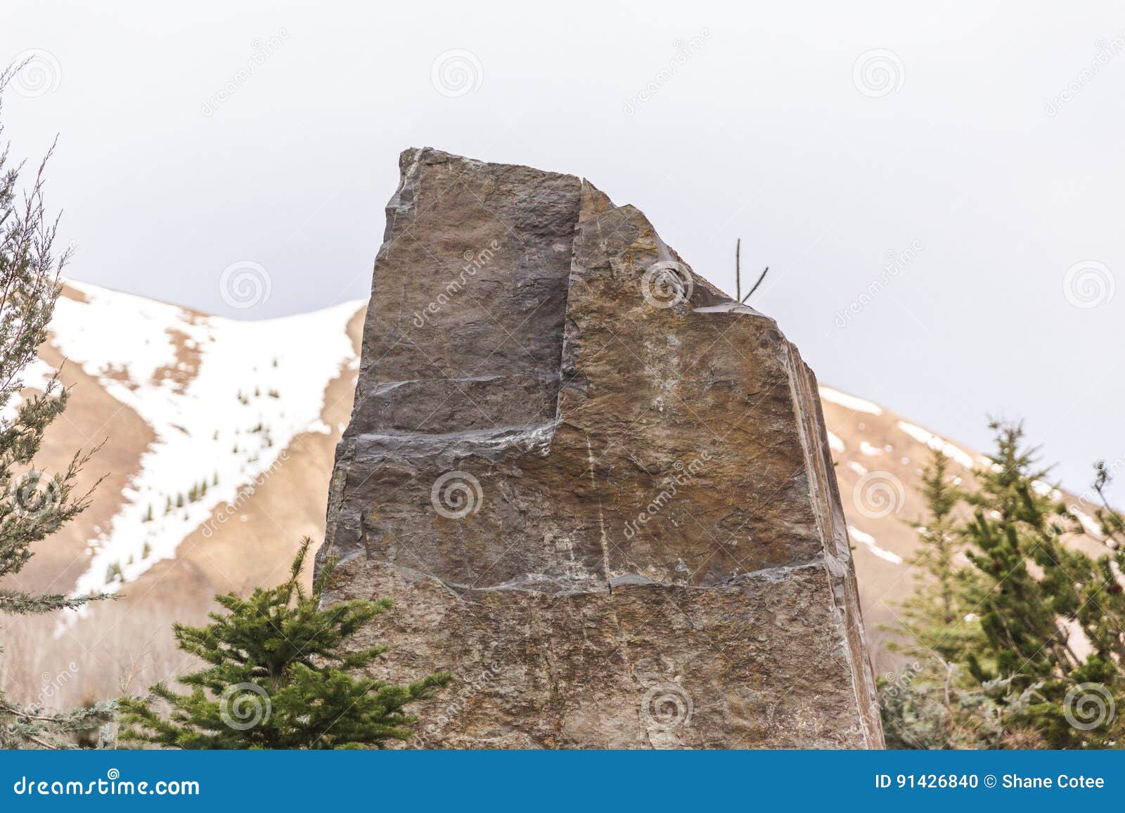 Angular Stone in Wintry Mountains Stock Photo - Image of natural ...
