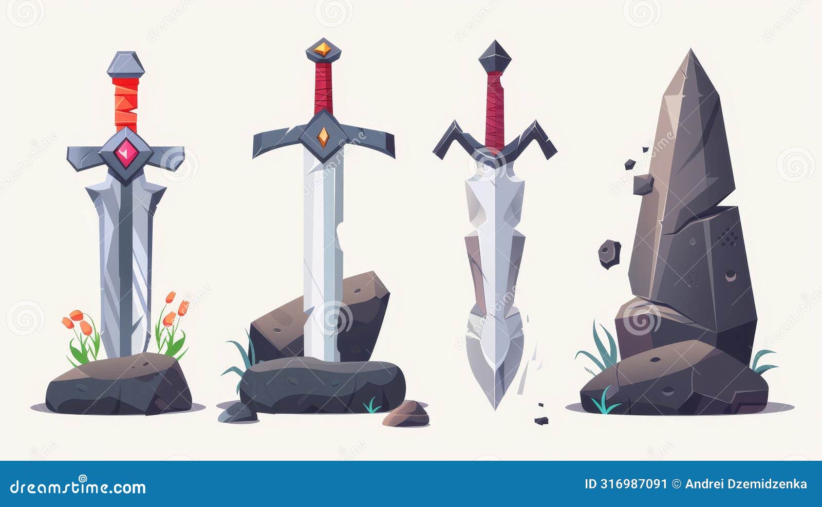 Angular Sword in Stone, Arthur King Excalibur Weapon, Game Design ...