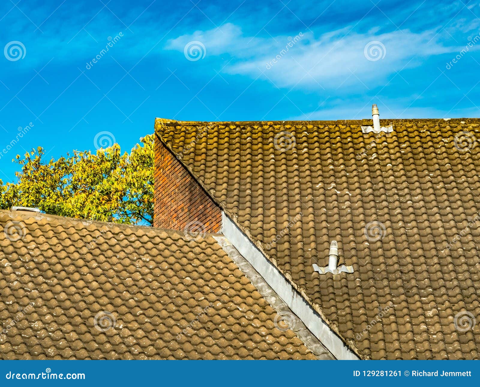 Angular Tiled Roofs with Blue Sky Stock Image - Image of modern, roof ...