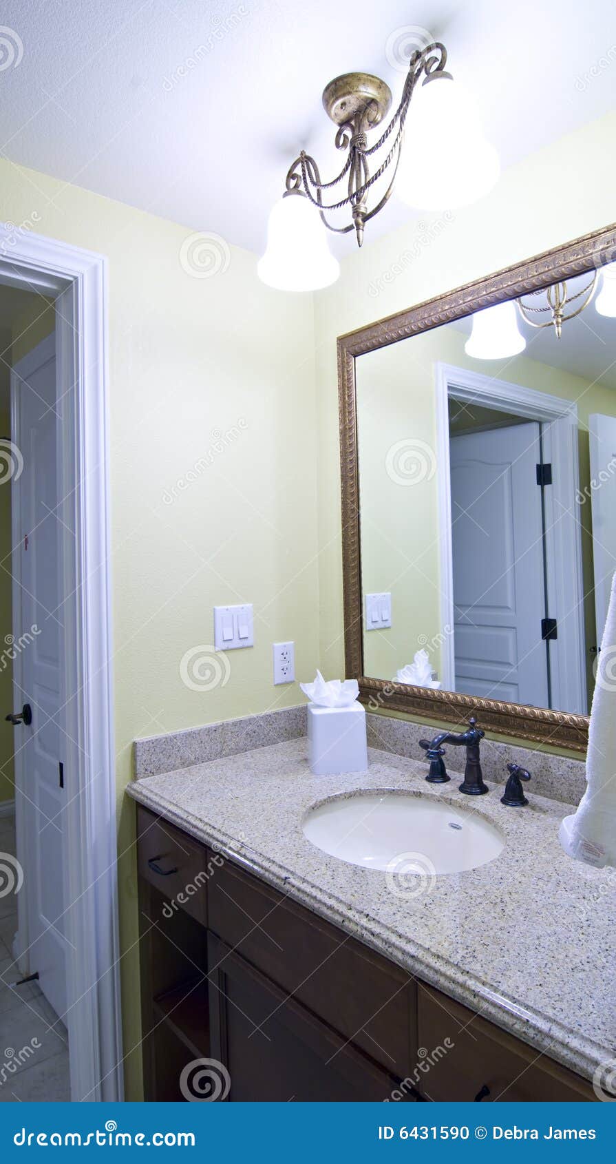 Angular View of Bathroom Counter Stock Photo - Image of mirror ...