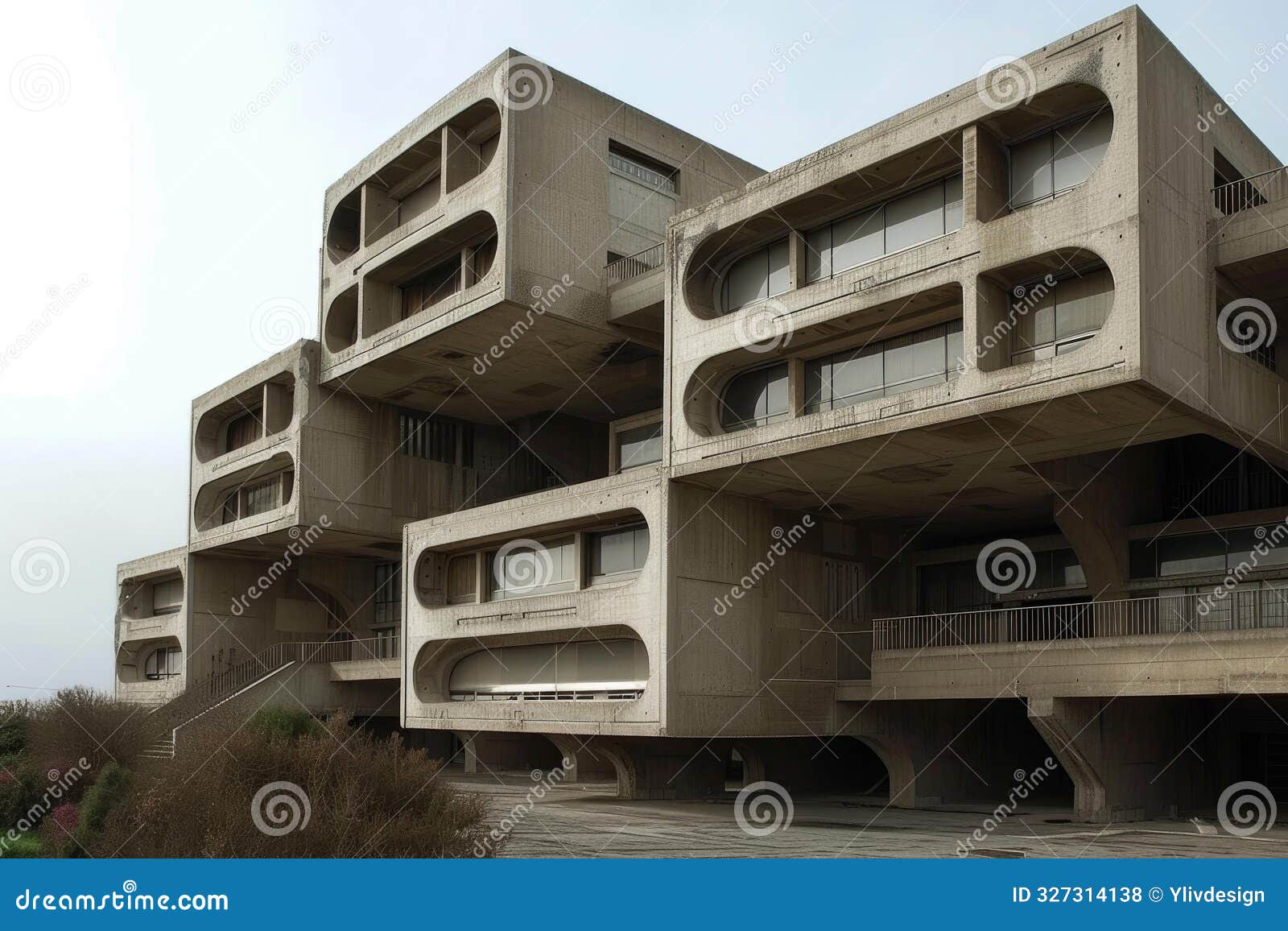 Monumental Brutalist Architecture With Relief Sculpture Royalty-Free ...