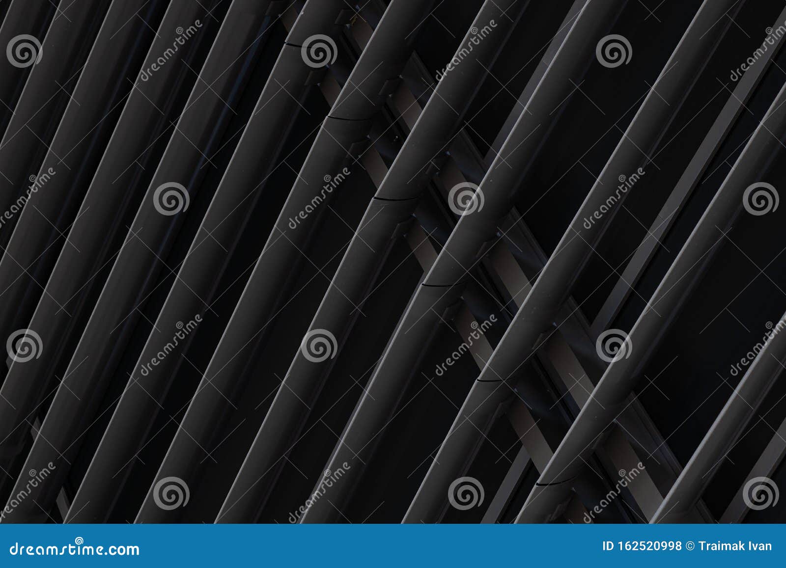 Angular View Close-up of Black Metal Beams Structure in Part of ...
