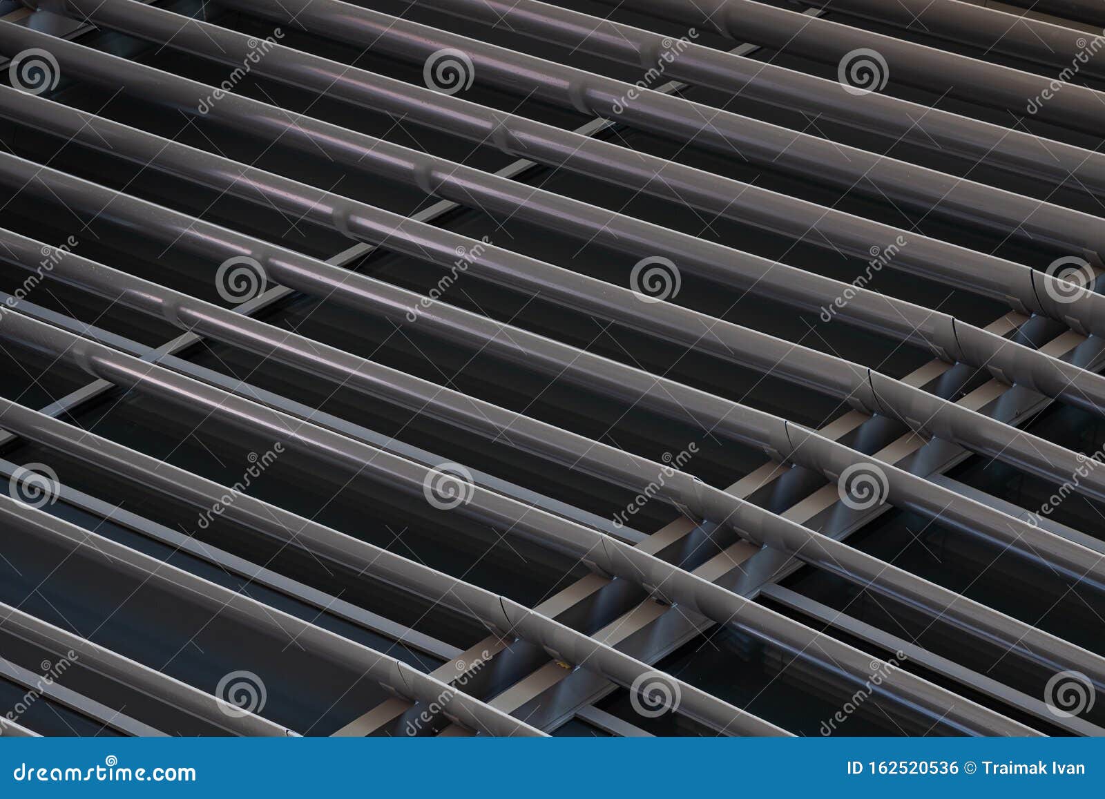 Angular View Close-up of Dark Metal Beams Structure in Fragment of ...