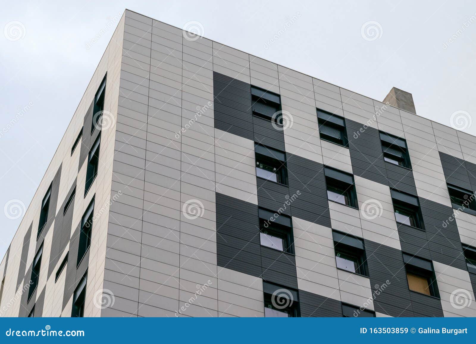 Angular View on the Corner of the New Modern Building of Apartments ...