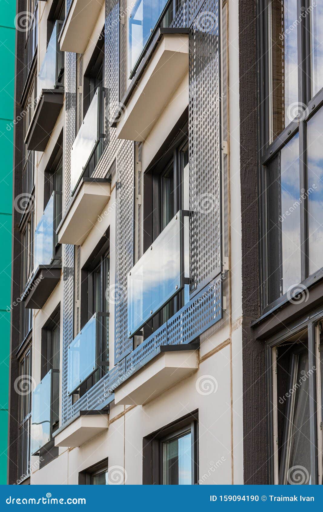 Close-up of Modern Block of Flats with Glass Balconies Stock Photo ...