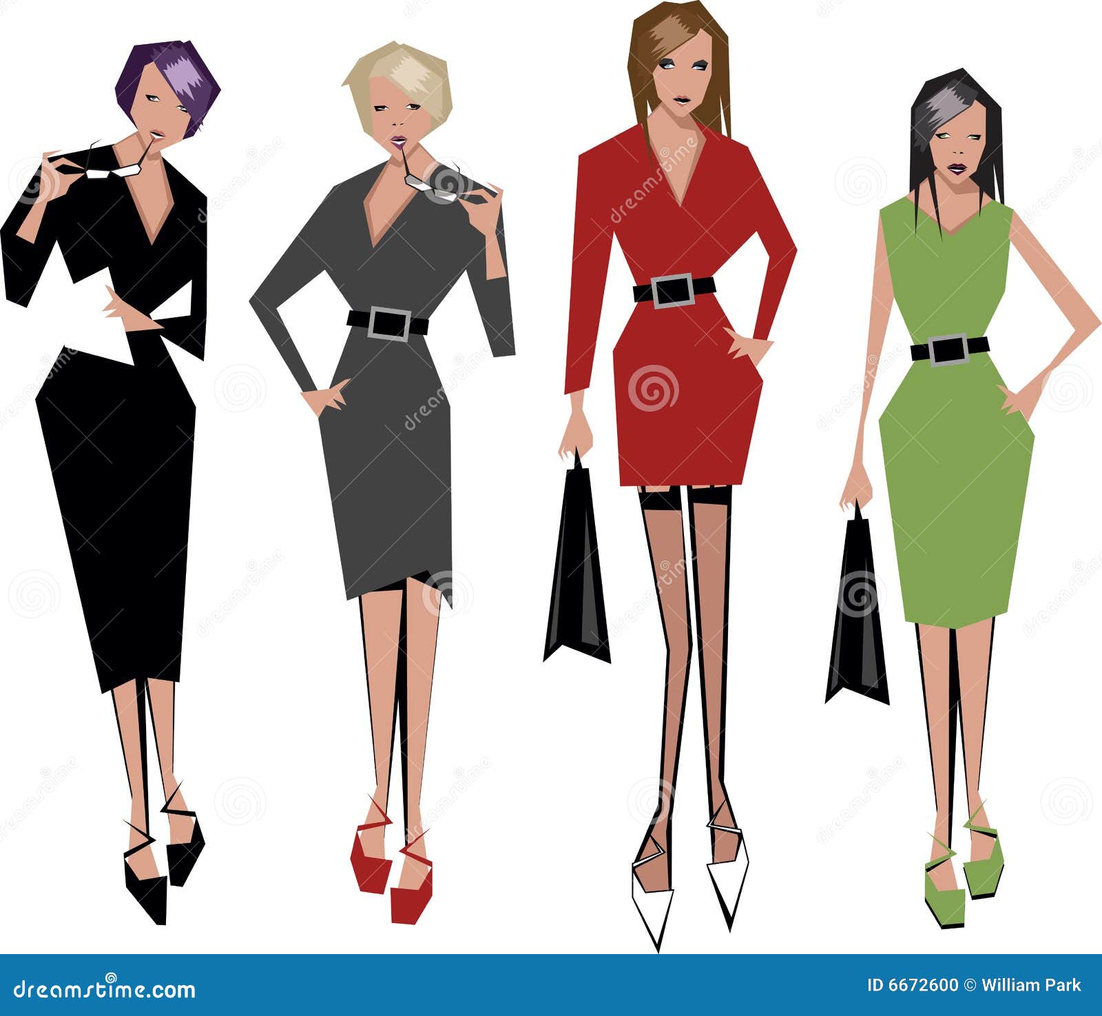 Angular women stock vector. Illustration of shopping, beauty - 6672600