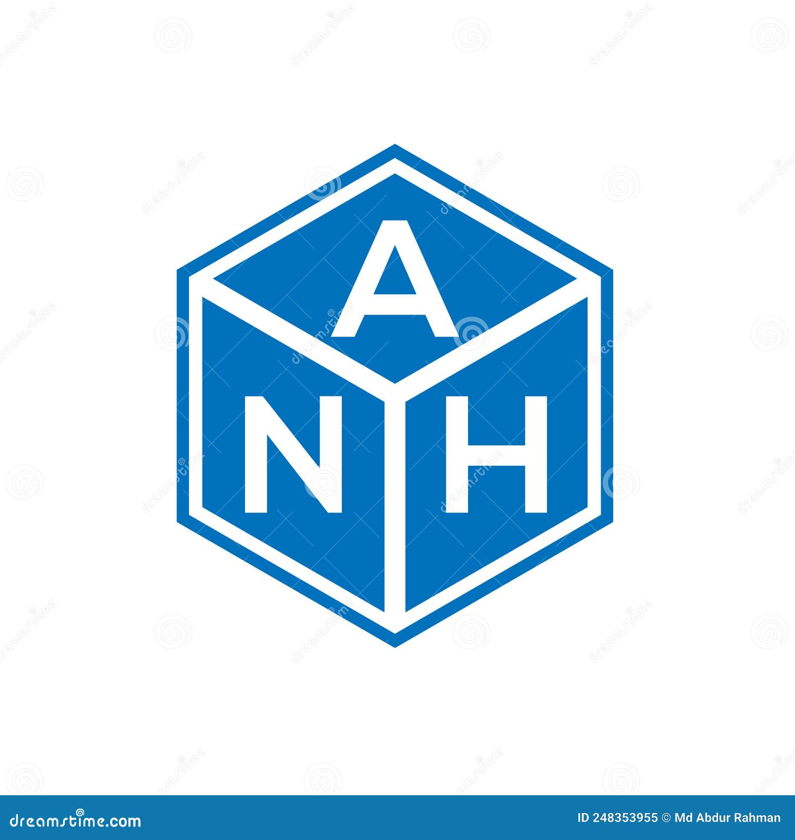 ANH Letter Logo Design on Black Background. ANH Creative Initials ...