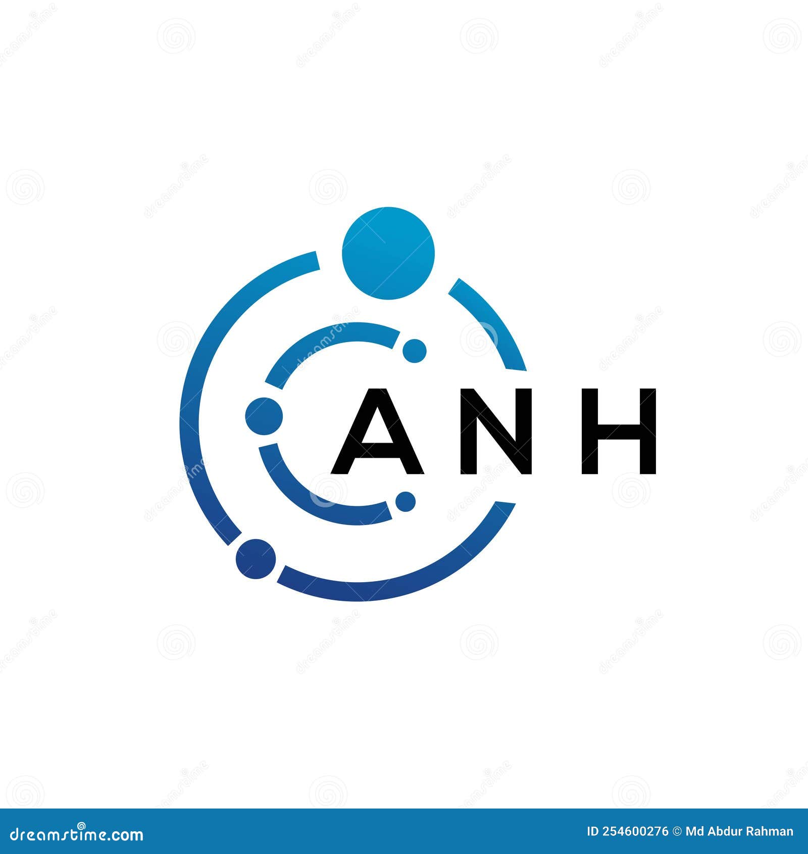 ANH Letter Logo Design on Black Background. ANH Creative Initials ...