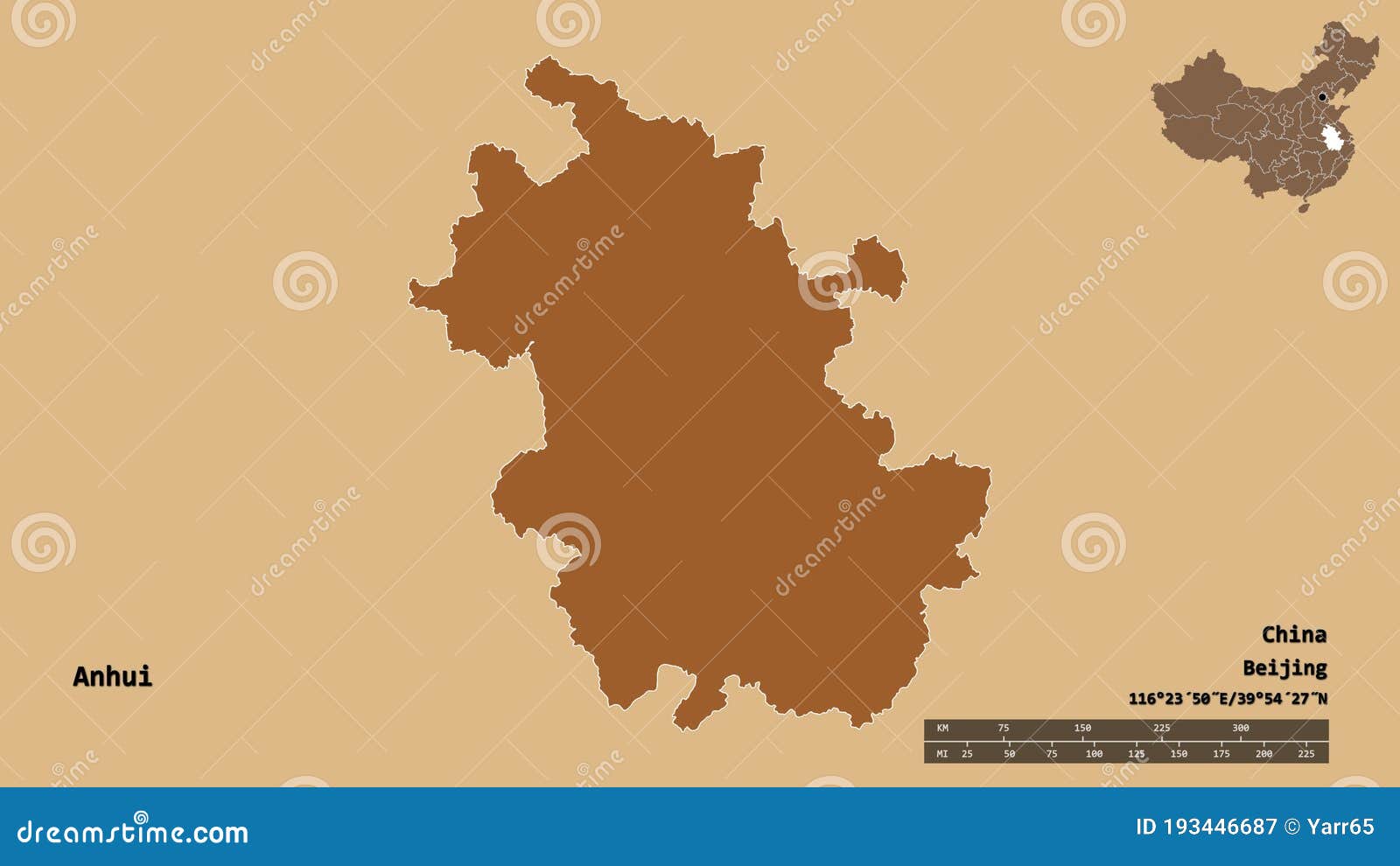 Anhui, Province of China, Zoomed. Pattern Stock Illustration ...