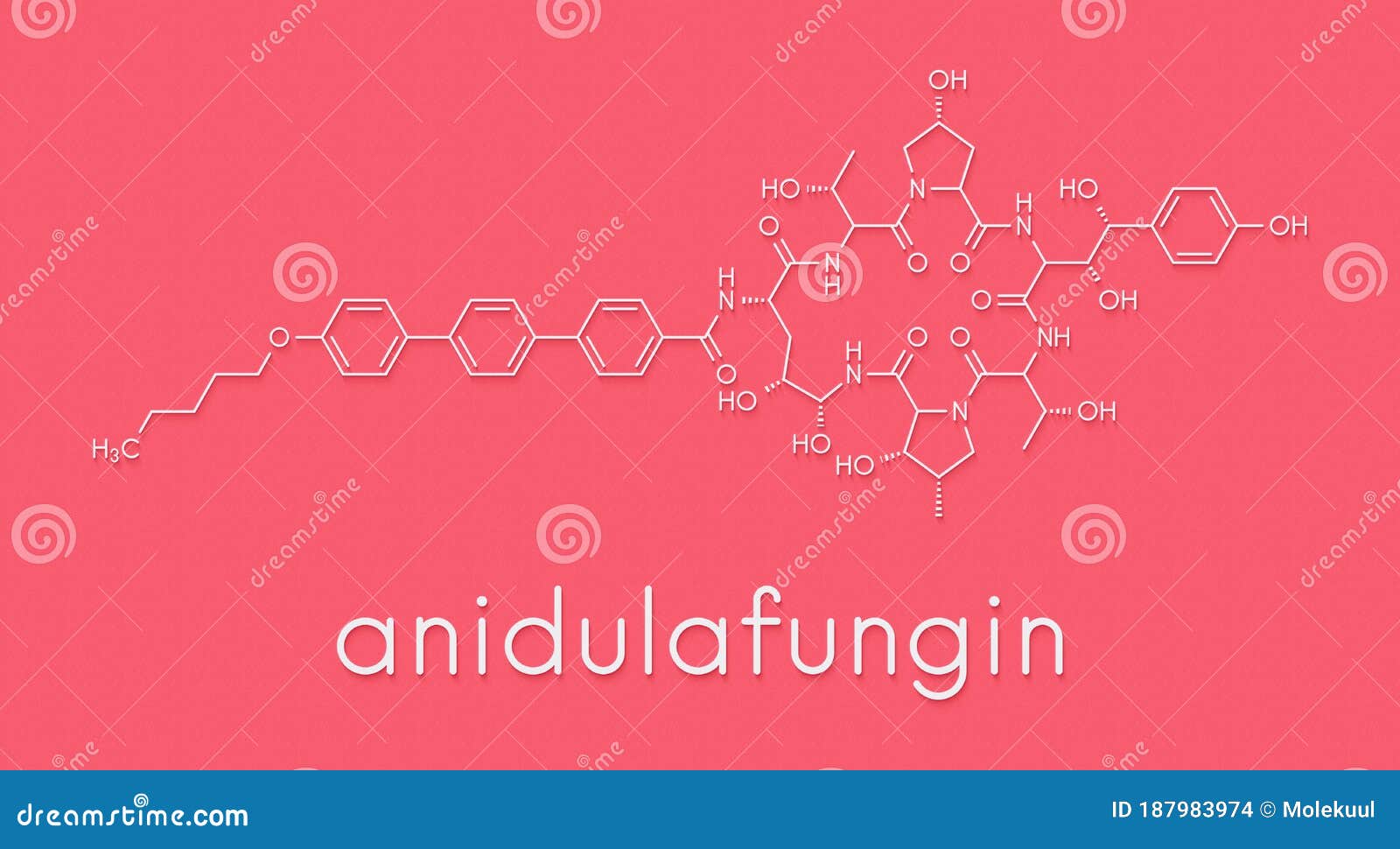 Anidulafungin Antifungal Drug Molecule. Skeletal Formula. Stock ...