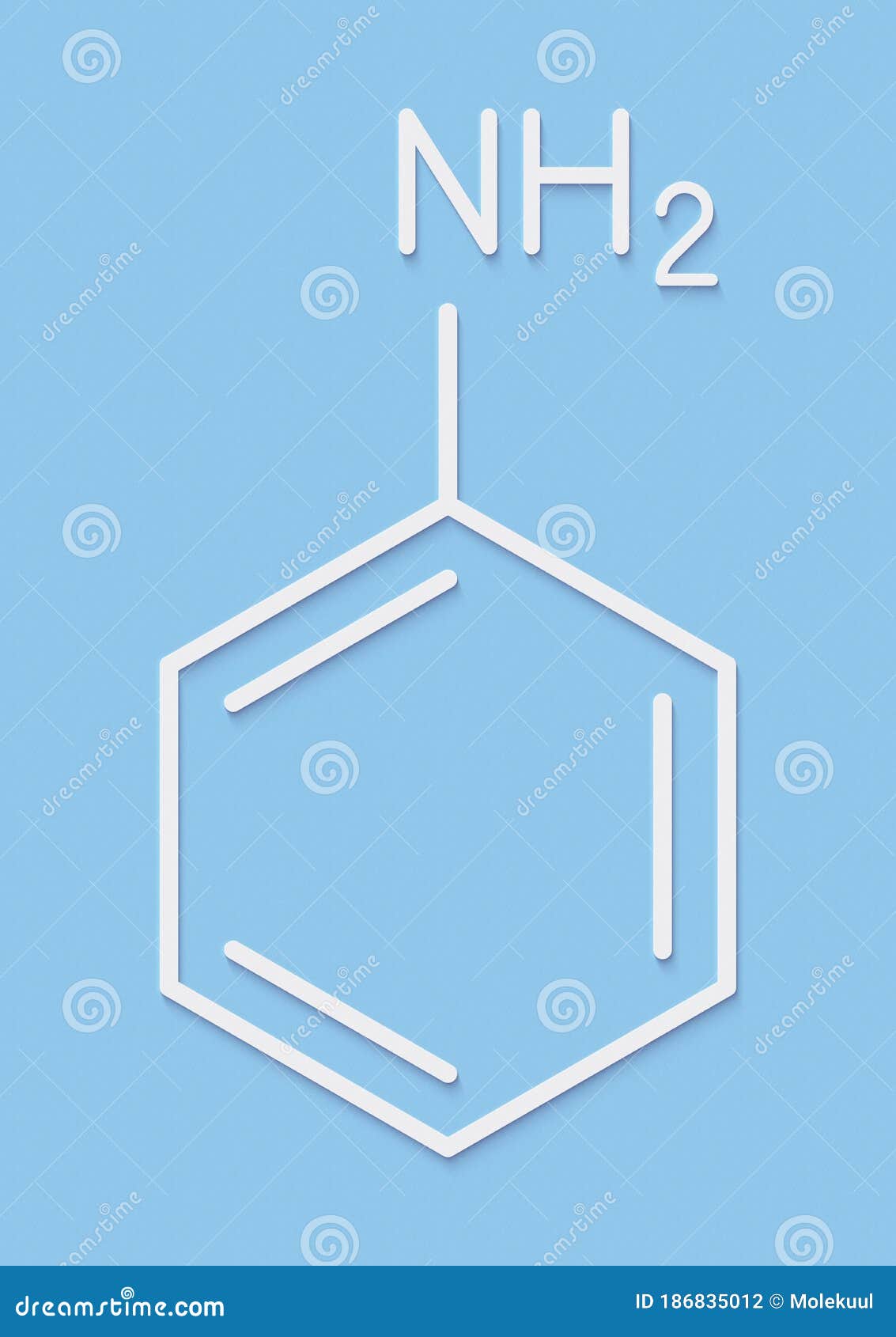 Aniline Molecule. Also Known As Phenylamine, Aminobenzene. Skeletal ...
