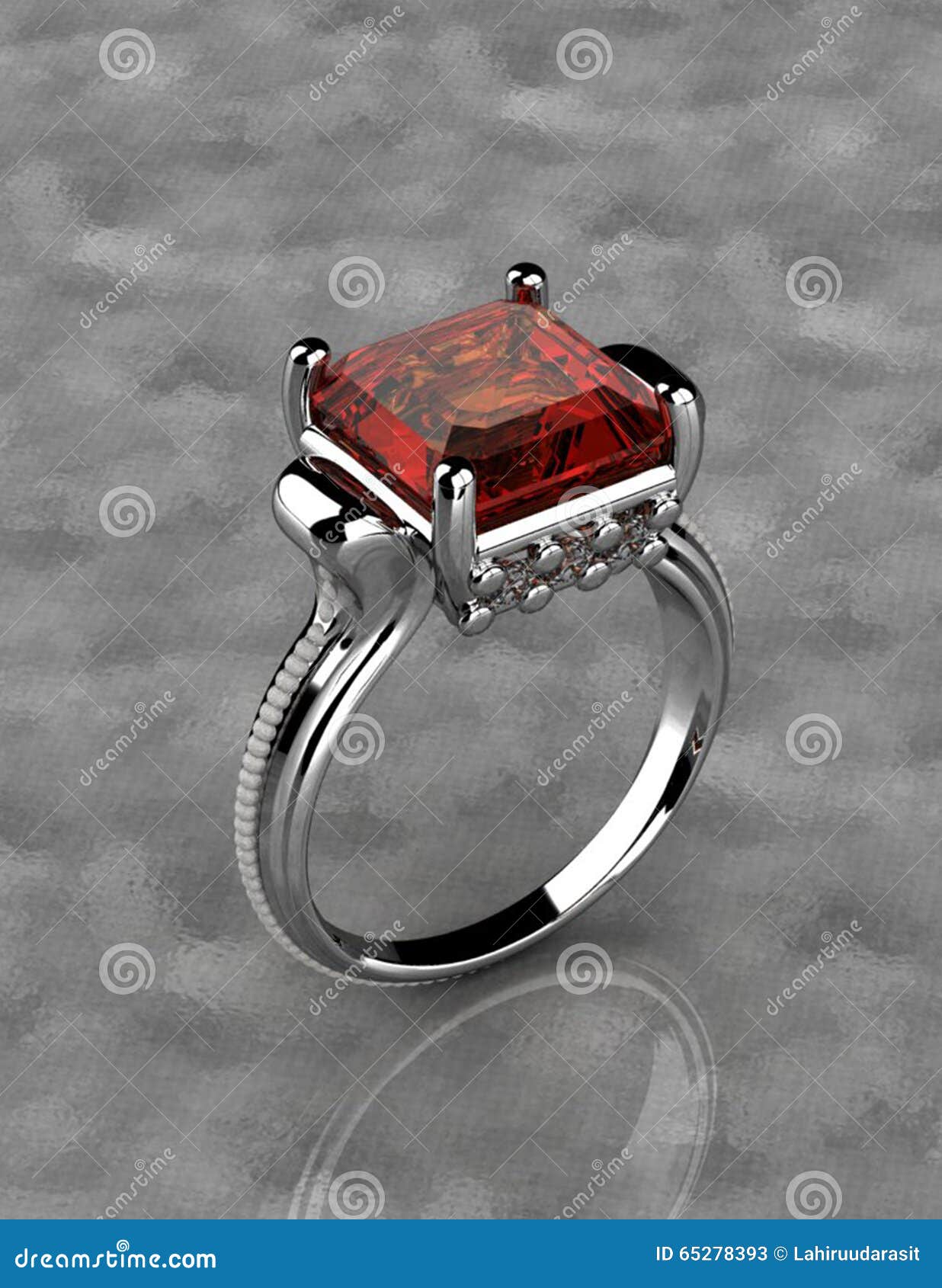 Anillo De Plata Con El Diamante Rojo Imagen de archivo - Imagen de ...