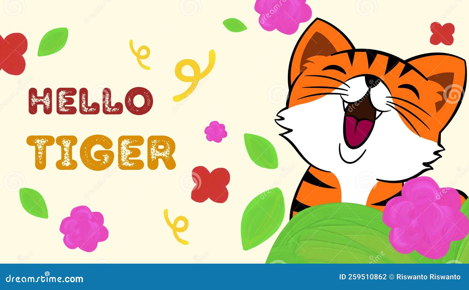 HELLO TIGER (ILLUSTRATION IMAGE) Stock Illustration - Illustration of ...