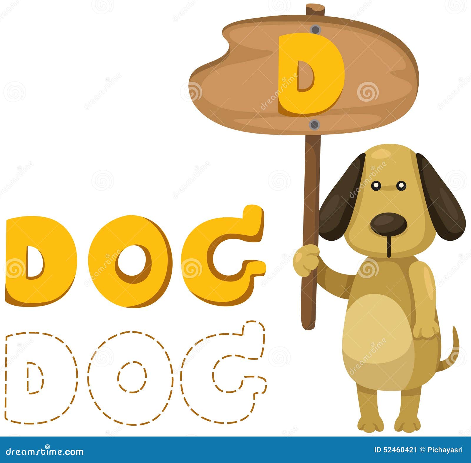 Animal alphabet d with dog stock vector. Illustration of cartoon - 52460421