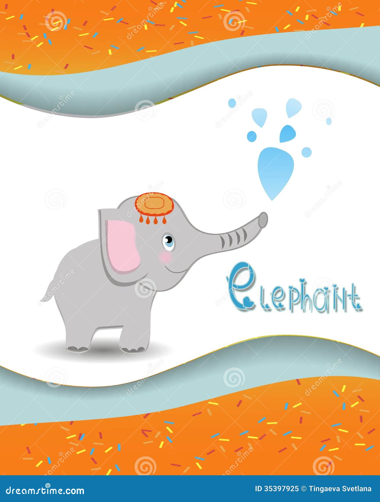 Alphabet E, E For Elephant, Card Cartoon Character For Kids Vector ...