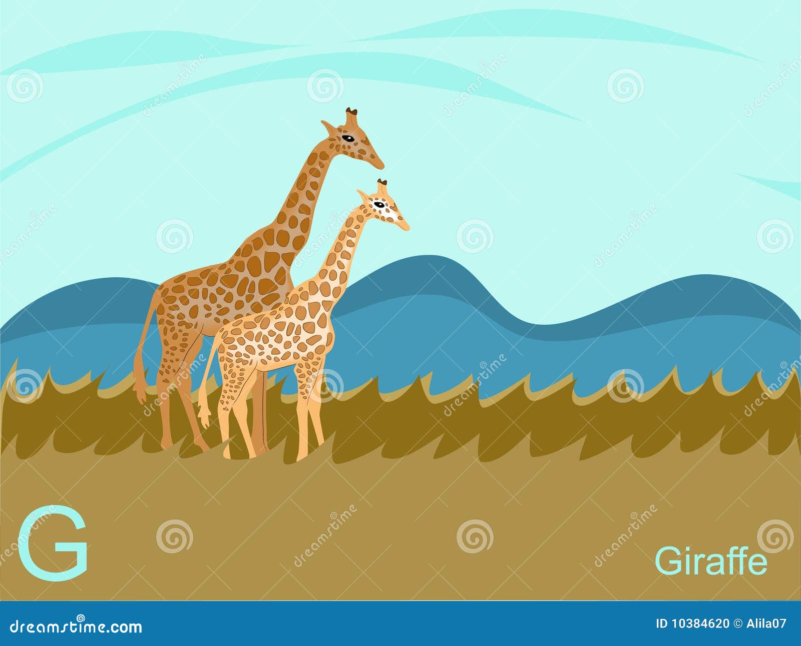 Animal Alphabet Flash Card, G for Giraffe Stock Vector - Illustration ...