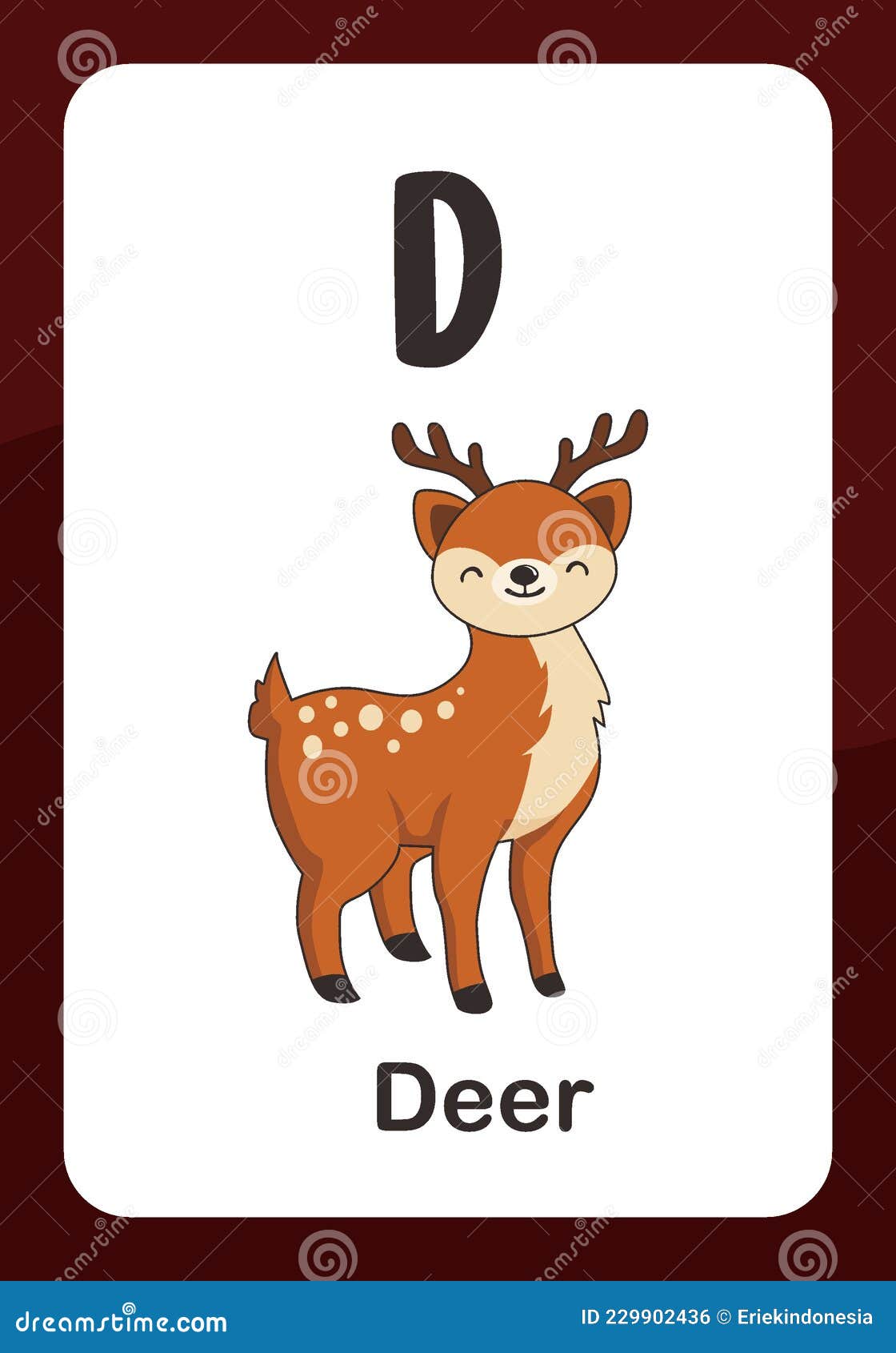 Animal Alphabet Flashcard - D for Deer Stock Vector - Illustration of ...