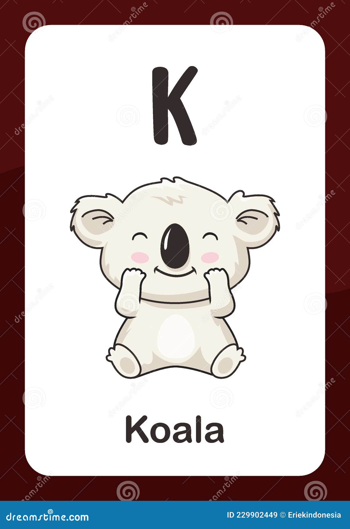 Animal Alphabet Flashcard - K For Koala Cartoon Vector | CartoonDealer ...